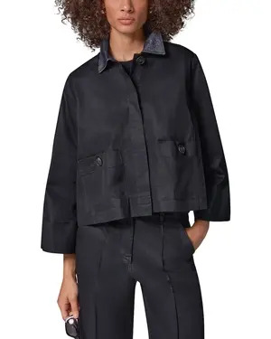 DONNA KARAN WEEKEND Cotton Twill Bell Sleeve Trapeze Jacket
