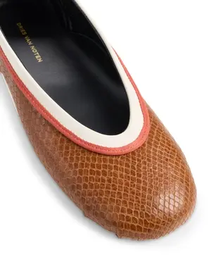 Dries Van Noten Snake Embossed Leather Ballet Flats
