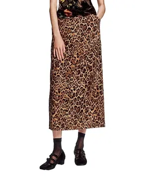 Anna Sui Leopard Denim Skirt