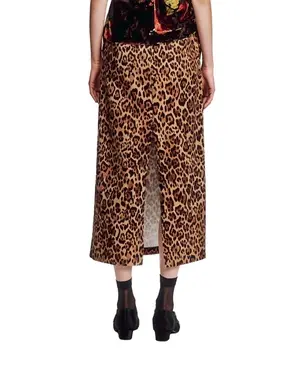 Anna Sui Leopard Denim Skirt