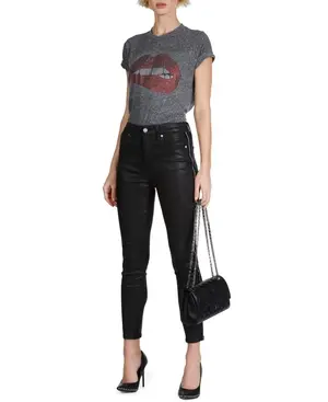 Lauren Moshi Capri Crystal Bitting Lip Tee