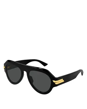 Bottega Veneta Mitre Pilot Sunglasses, 53mm - Black