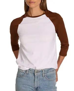 Michael Lauren Katya Raglan 3/4-sleeve Tee - White Cinamon
