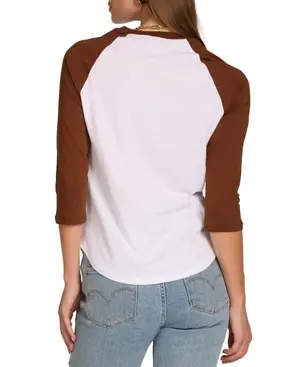Michael Lauren Katya Raglan 3/4-sleeve Tee - White Cinamon