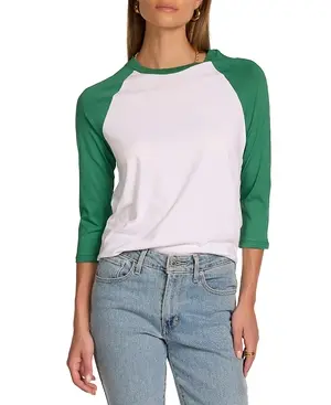 Michael Lauren Katya Raglan 3/4-sleeve Tee - White Deep Jungle