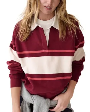 Marine Layer Cloud 9 Cotton Blend Fleece Polo Shirt - Cabernet