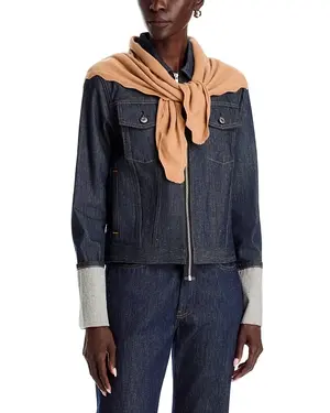 Echo Scallop Knit Wool Triangle Scarf - Camel Heather