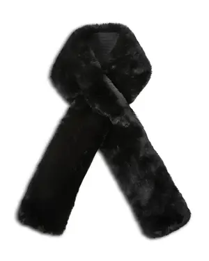 Echo Long Faux Fur Pull Through Scarf - Black