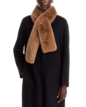 Echo Long Faux Fur Pull Through Scarf - Camel Heather