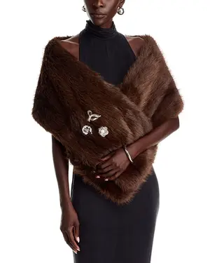 Echo Faux Fur Wrap - Brown
