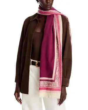 Echo Embroidered Rug Wool Wrap - Mulled Wine