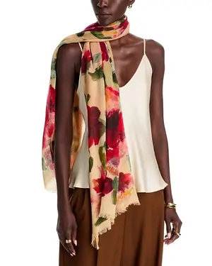 Echo Artists Floral Wool Blend Wrap - Pebble