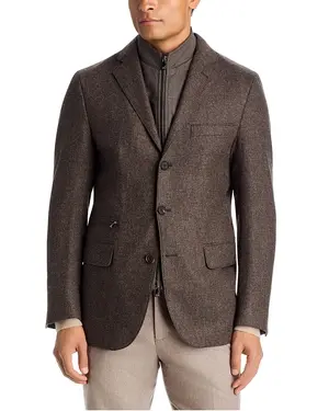 Corneliani Wool & Cashmere Removable Bib Id Jacket - Heather Brown
