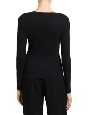Theory Long Sleeve Henley Top - Black