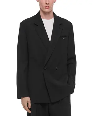 Helmut Lang Relaxed Fit Double Breasted Wool Jacket