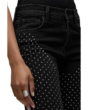 Hudson Jeans Rosie Embellished High Rise Wide Leg Jeans