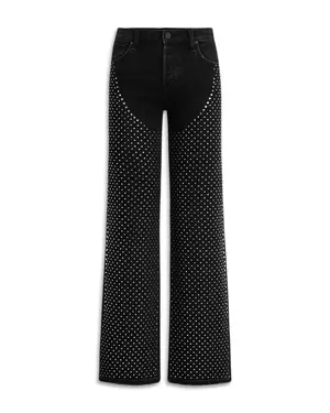 Hudson Jeans Rosie Embellished High Rise Wide Leg Jeans