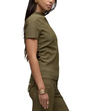 Hudson Jeans Faux Suede Short Sleeve Ruched Top