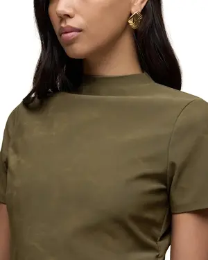 Hudson Jeans Faux Suede Short Sleeve Ruched Top