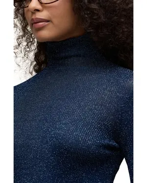 Hudson Jeans Tanya Metallic Knit Turtleneck Top