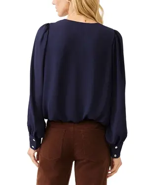 Karen Kane V Neck Puff Sleeve Top - Navy