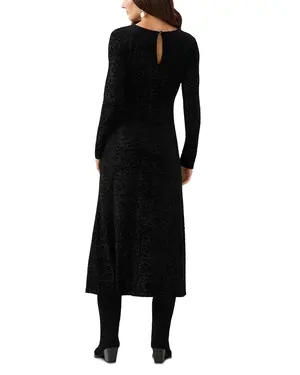 Karen Kane Velvet Burnout Long Sleeve Midi Dress