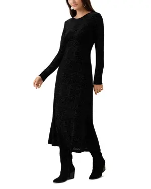 Karen Kane Velvet Burnout Long Sleeve Midi Dress