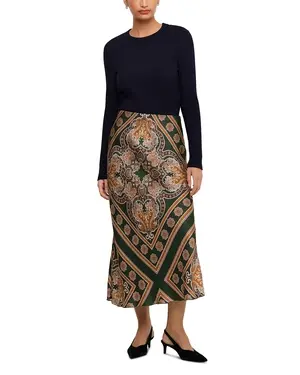 Karen Kane Printed Bias Cut Midi Skirt