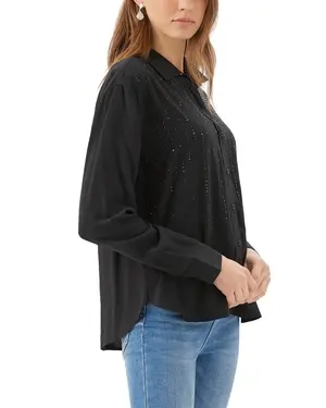 Karen Kane Embellished Gemstone Button Front Shirt