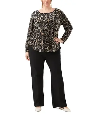 Karen Kane Velvet Burnout Long Sleeve Shirttail Top