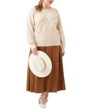 Karen Kane Embroidered Blouson Sleeve Sweater