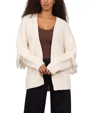 Vintage Havana Cable Knit Fringe Cardigan