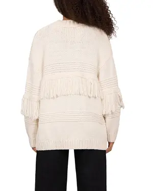 Vintage Havana Cable Knit Fringe Cardigan