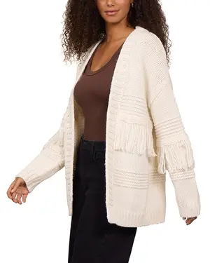 Vintage Havana Cable Knit Fringe Cardigan