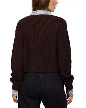 Vintage Havana Denim Trim Layered Look Cardigan