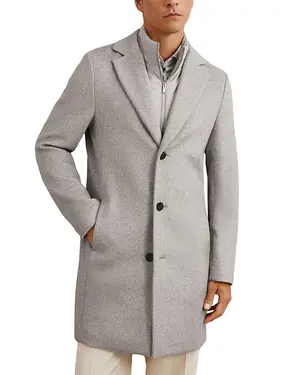 REISS Gable Removable Gilet Single Breast Overcoat
