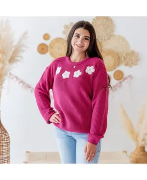 SWEET WINK Floral Applique Sweater