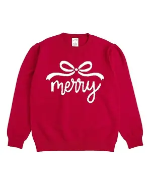 SWEET WINK Merry Bow Christmas Sweater - Red