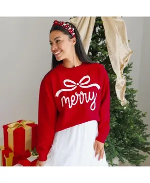 SWEET WINK Merry Bow Christmas Sweater