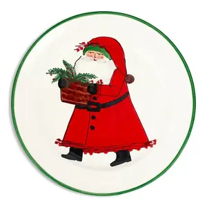 VIETRI Old St. Nick Rimmed Round Platter - Red