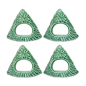 VIETRI Lastra Holiday Figural Napkin Rings, Set Of 4 - Green