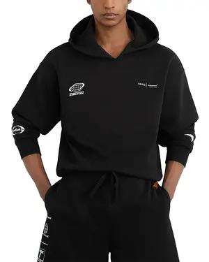 REISS Mclaren Cotton Heavyweight Relaxed Pullover Hoodie - Washed Black