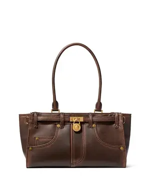 Michael Kors Hamilton Moderne East/west Leather Shoulder Tote - Chocolate