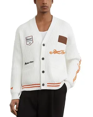 REISS Halden Mclaren Racing Cotton Blend V Neck Cardigan - White