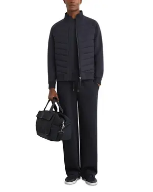 REISS Calvorn Stand Collar Zip Interlock Quilted Jacket