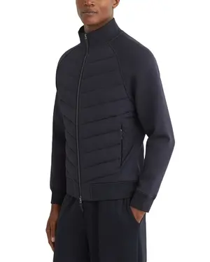 REISS Calvorn Stand Collar Zip Interlock Quilted Jacket
