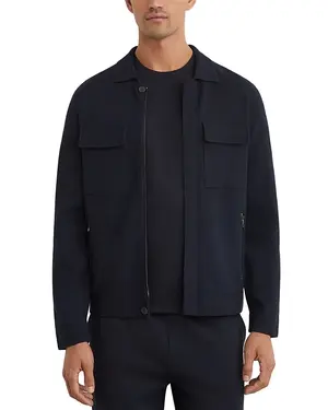 REISS Fleetwood Concealed Placket Pocket Zip Jacket - Navy
