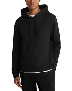 REISS Dane Interlock Jersey Hoodie - Black