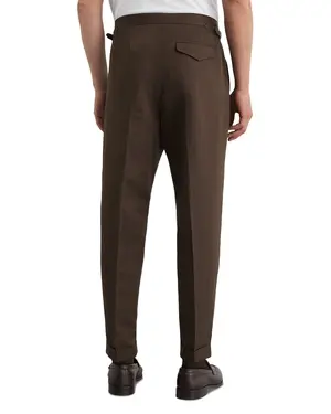 REISS Tapered Fit Buckle Adjuster Trousers - Chocolate