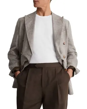 REISS Tapered Fit Buckle Adjuster Trousers - Chocolate